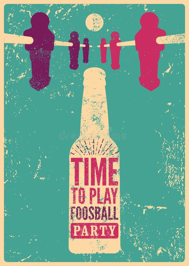 Foosball Table Soccer Beer Party Typographical Vintage Grunge Style ...