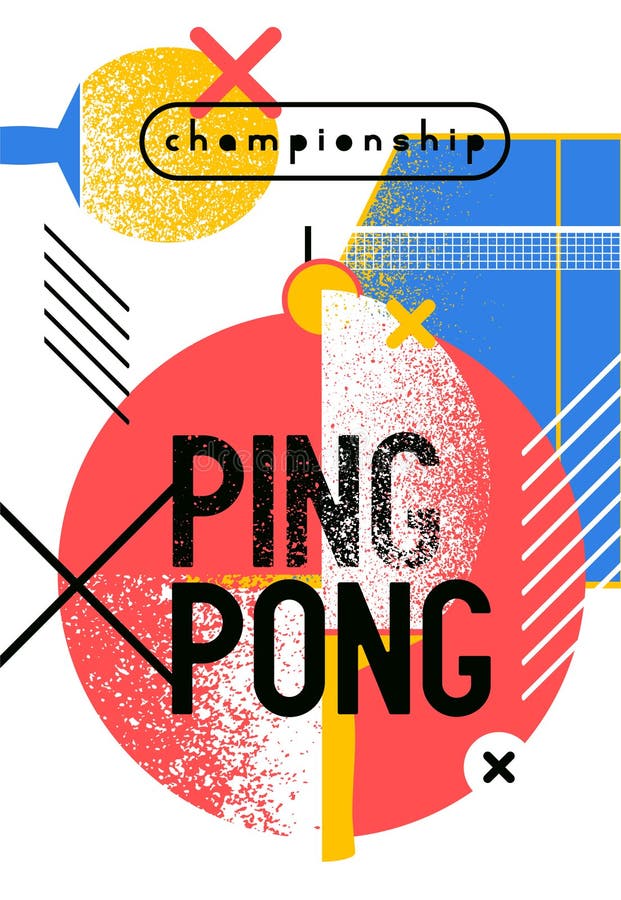 Ping Pong Table Tennis Championship Geometric Grunge Style Poster ...