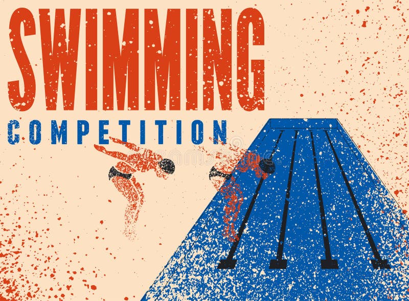 Swimming Competition Typographical Vintage Grunge Style Poster Design ...