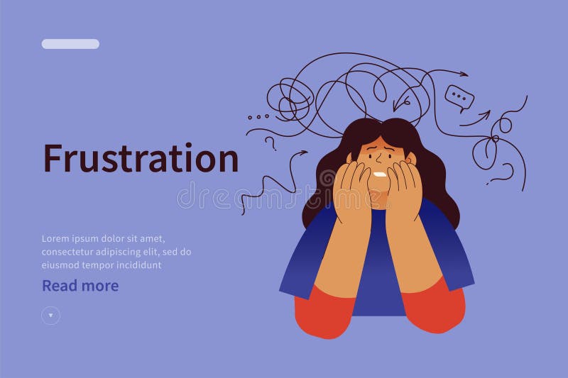 Mental Disorders Website Concept. Frustrated Woman with Nervous Problem ...