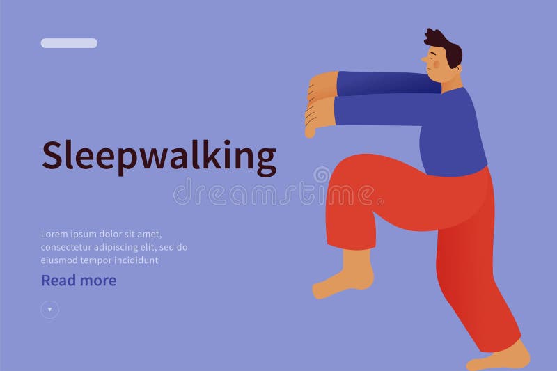 Young Man Sleepwalking Website Concept. Modern Flat Vector Illustration ...