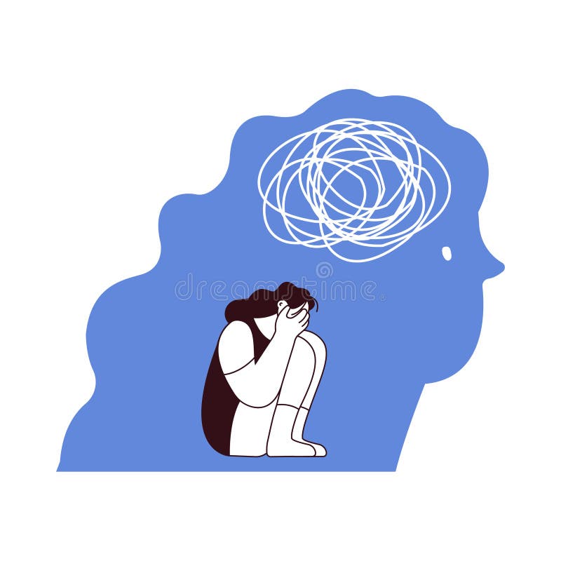 Young Woman Feeling Trapped. Fears. Depressed, Fatigue Woman. Black and ...