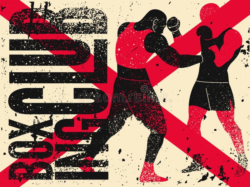 Boxing Club Typographical Vintage Grunge Style Poster Design with Boxer ...