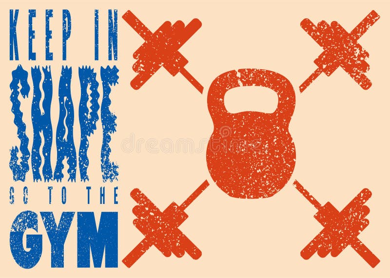 Gym Club Typographic Vintage Grunge Poster, Emblem, Logo Design with ...