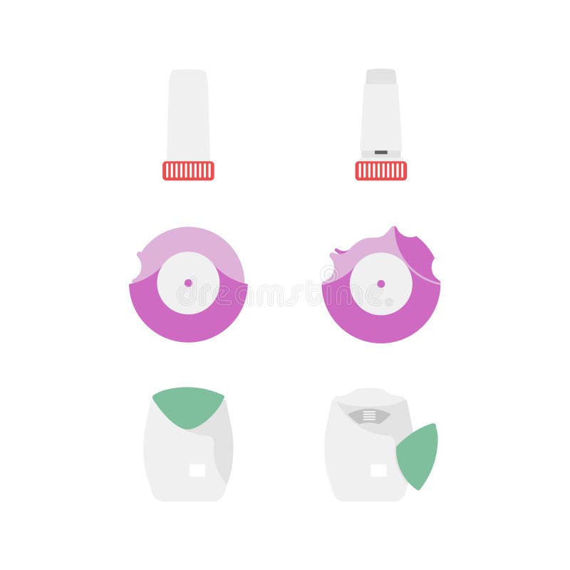 Collection of Inhaler Devices Icons in Colour Isolated on White ...