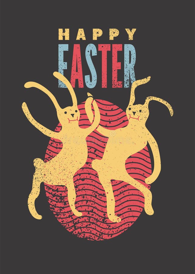 Happy Easter. Typographical Grunge Easter Greeting Card with Funny ...
