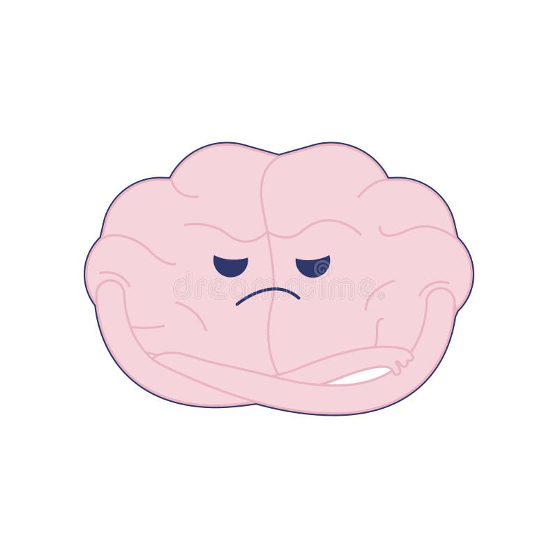 Angry Brain with Arms Crossed. Modern Flat Vector Illustration. Train ...