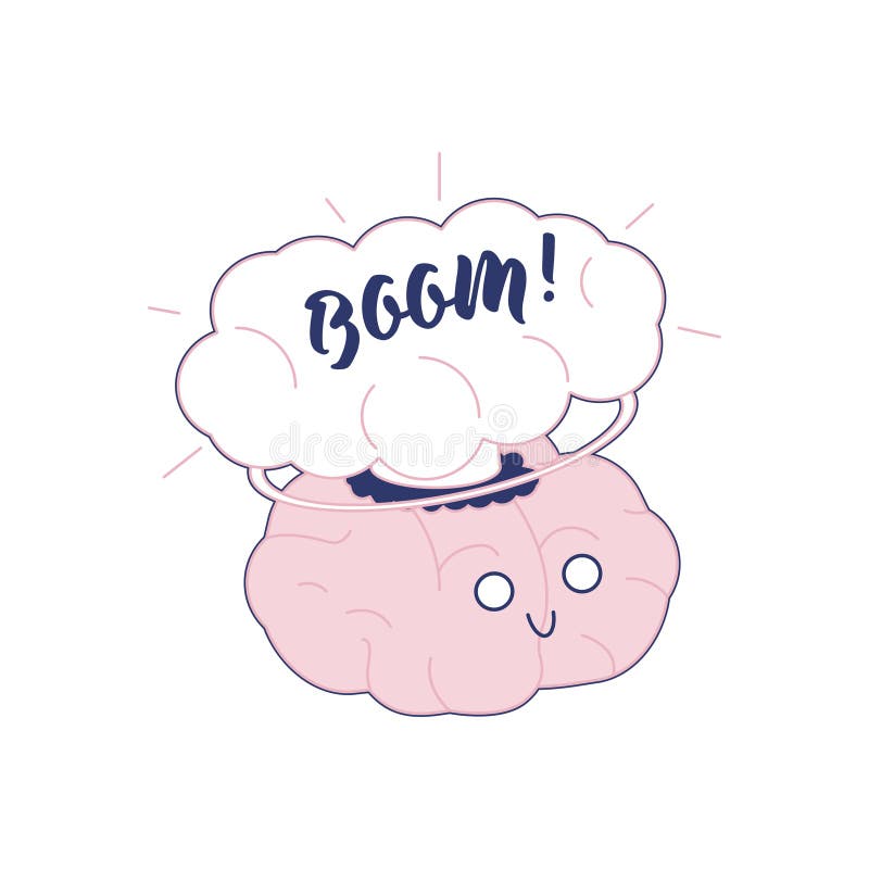 Cute Brain with Head Exploding. Boom Blast Cloud. Train Your Brain ...