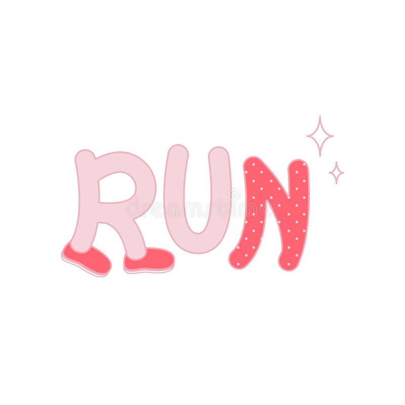 Word Run with Graphic Elements, Like Legs in Sport Shoes, Isolated on ...