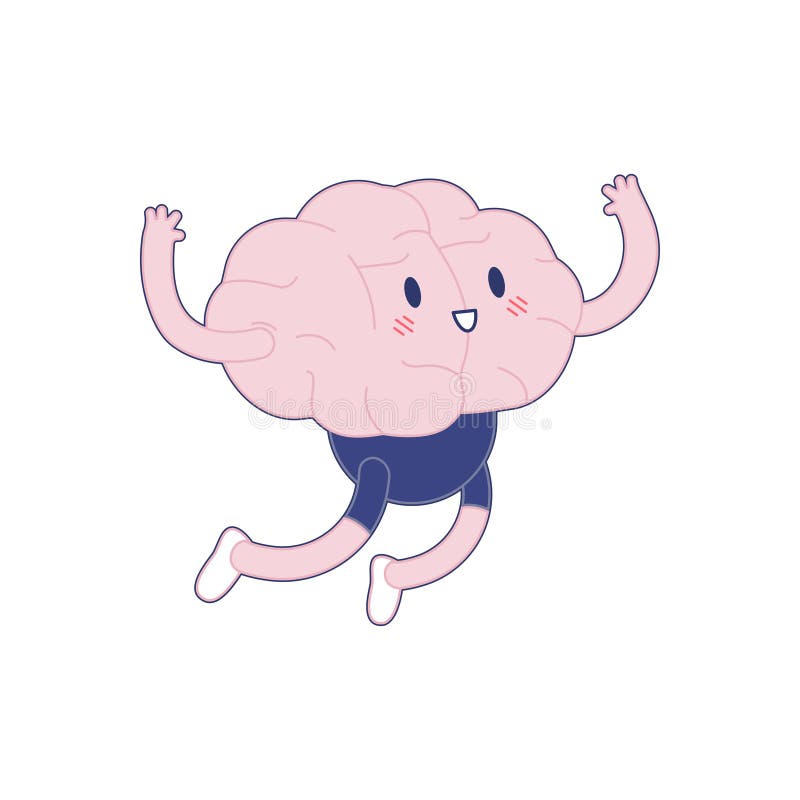 Cheerful Brain Jump with Arms Raised. Modern Flat Vector Illustration ...