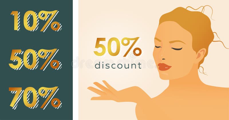Discount Template with Beautiful Female with Healthy Skin Portrait ...