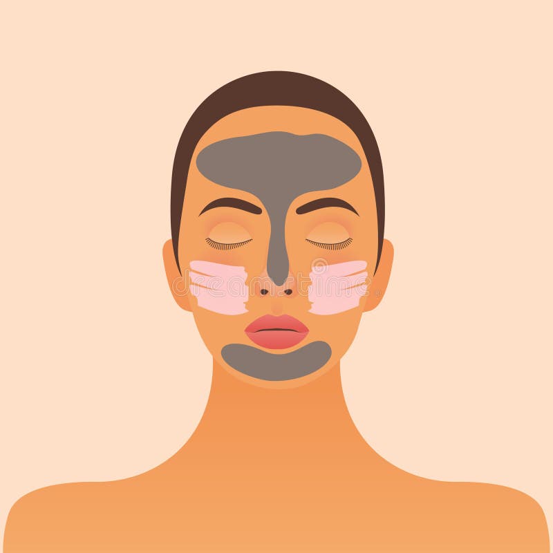 Facial Skin Care Mask Applied for Different Zones. Modern Flat Vector ...