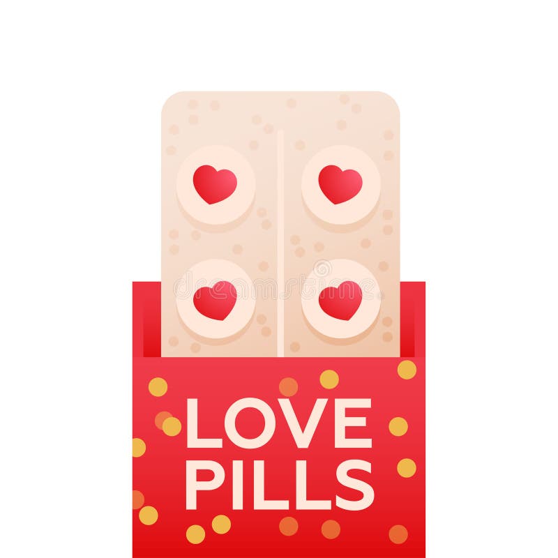 Valentine Sticker. Modern Flat Vector Concept Illustrations. Love Pills ...