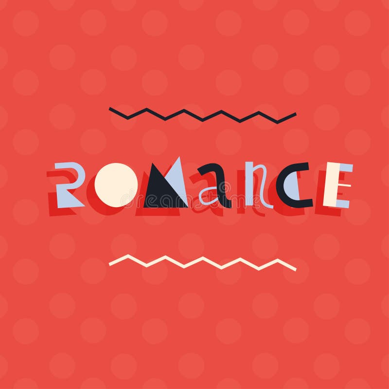 Romance. Lettering Composition with Decorative Elements. Polka Dot ...