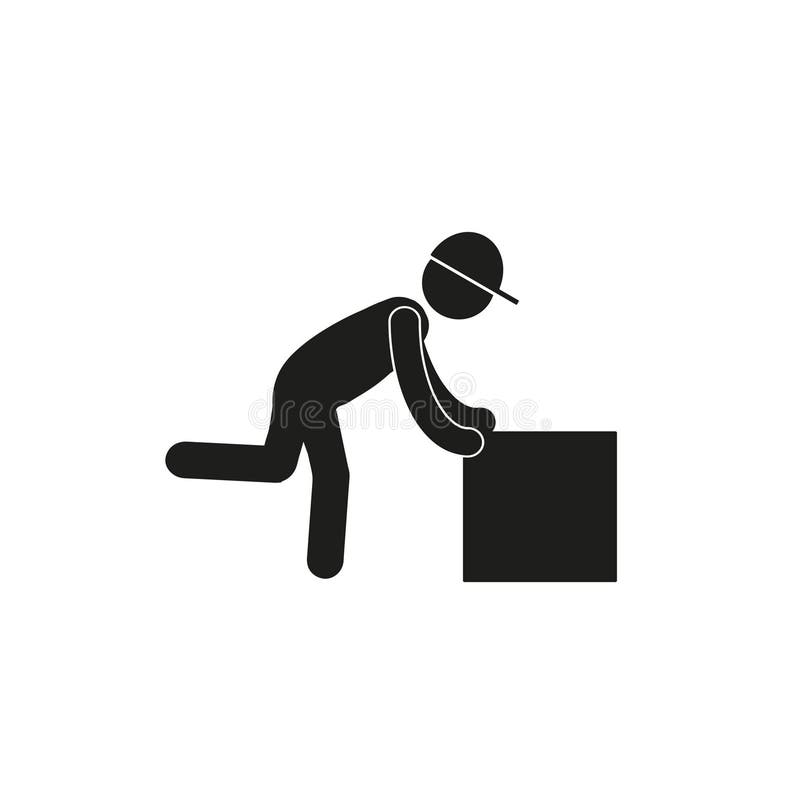 Stick Man, Pictogram of a Human Figure, Pushing a Load, a Box, a Box ...