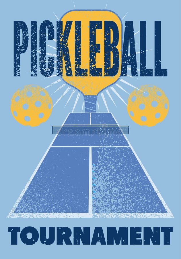 Pickleball Tournament Typographical Vintage Grunge Style Poster Design ...
