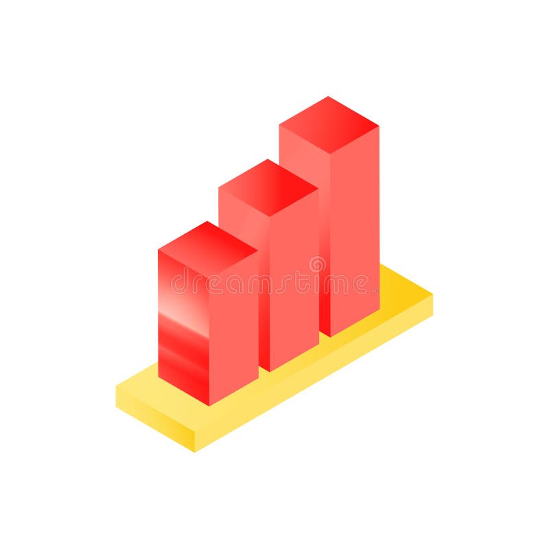 Isometric Red Icon. Modern Flat Vector Illustration. Bar Chart Sign ...