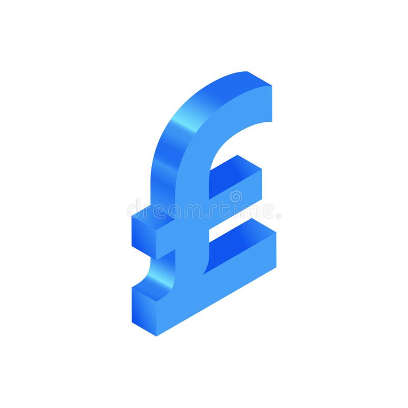 Isometric Currency Blue Icon. Modern Flat Vector Illustration. Pound ...