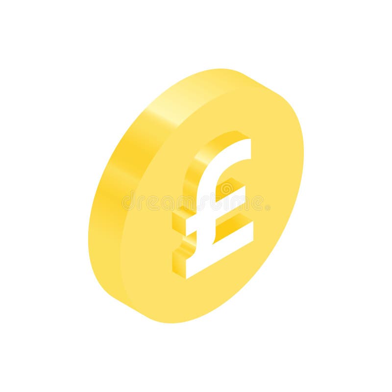 Isometric Currency Yellow Icon. Modern Flat Vector Illustration. Pound ...