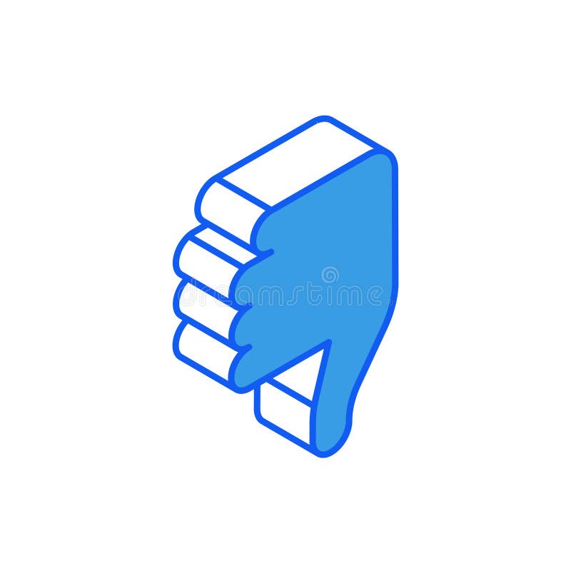 Isometric Icon in Outline. Thumbs Down Symbol. Social Media Marketing ...