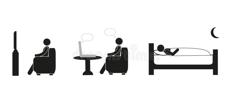 Pictogram of a Human Figure, Watching TV, Online Communication ...