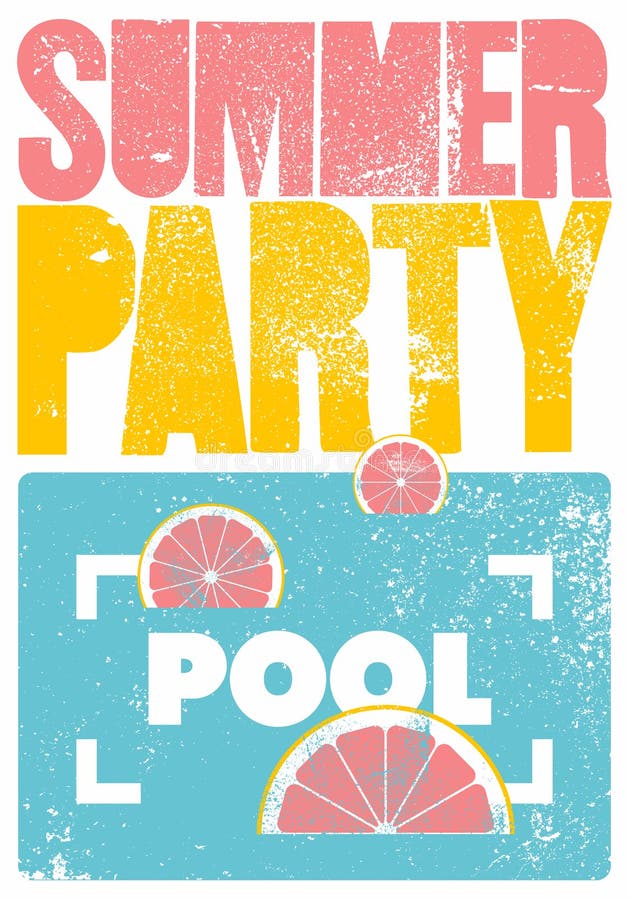Summer Pool Party Typographic Grunge Vintage Poster Design. Retro ...