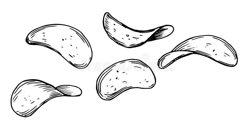 Potato Chips. Drawing in Sketch Style Stock Illustration - Illustration ...