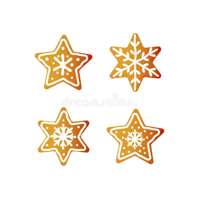 Set of Christmas Gingerbread Cookies. Modern Flat Vector Illustrations ...