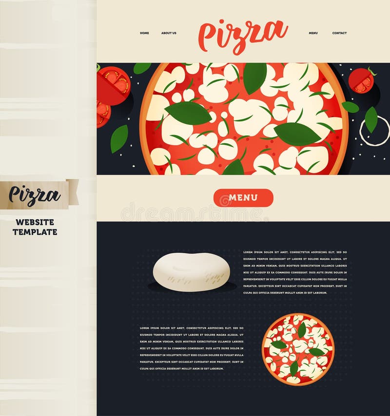 Big Full Screen Illustration of Pizza Margherita. Pizza Production ...