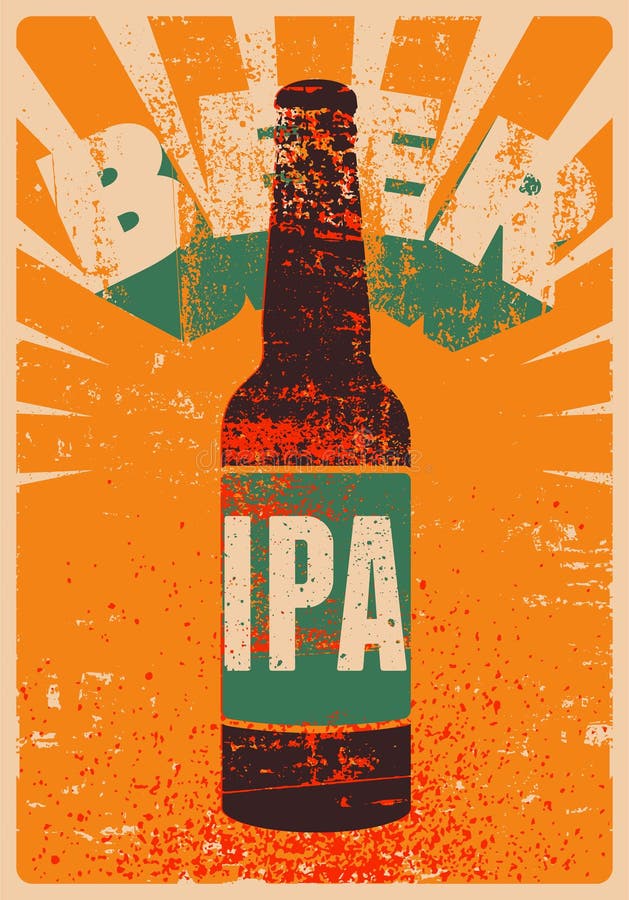 Beer Bottle Typographical Vintage Style Grunge Concept Poster Design ...