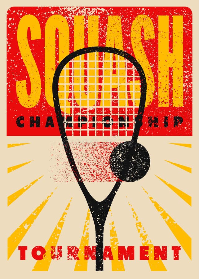 Squash Championship or Tournament Typographical Vintage Grunge Style ...