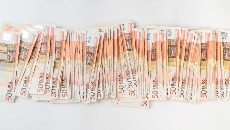 Stack of 50 Euro Currency Banknotes Isolated on White Background. Stock ...