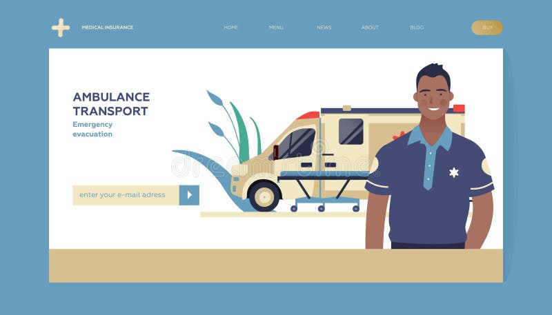 Driver Standing Near Ambulance Transport. Emergency Evacuation Stock ...