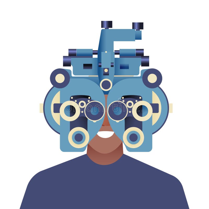 Ophthalmology. Eye Test and Prescription Glasses. Male Perform Eye Test ...