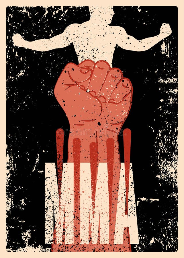 MMA Typographical Vintage Grunge Style Poster Design with Fighter ...