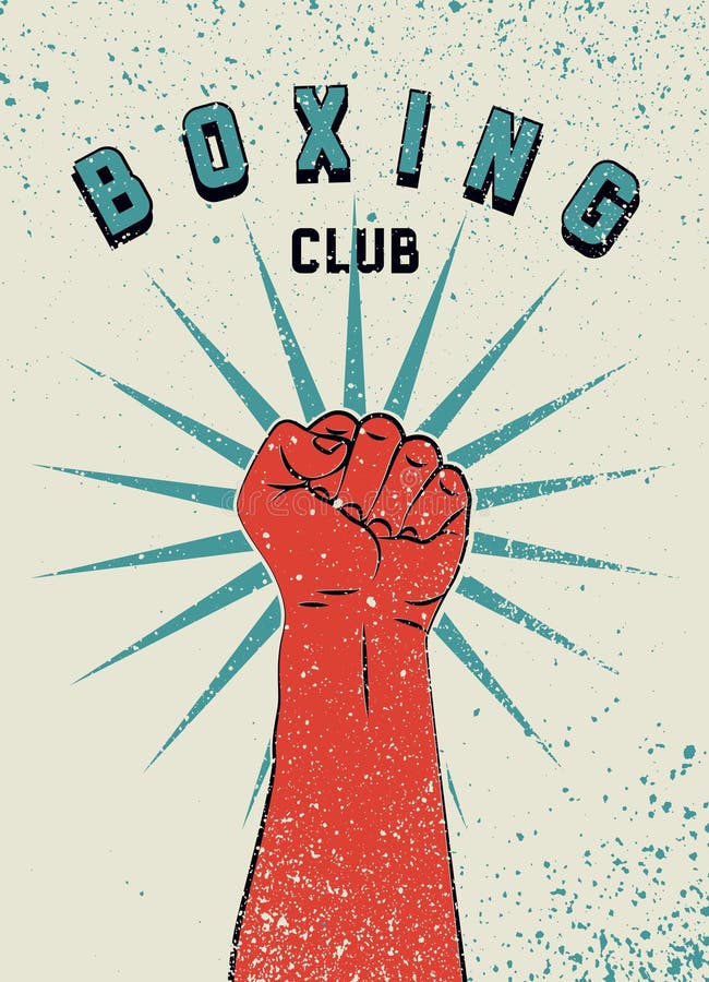 Boxing Fight Club Typographical Vintage Grunge Style Poster Design with ...