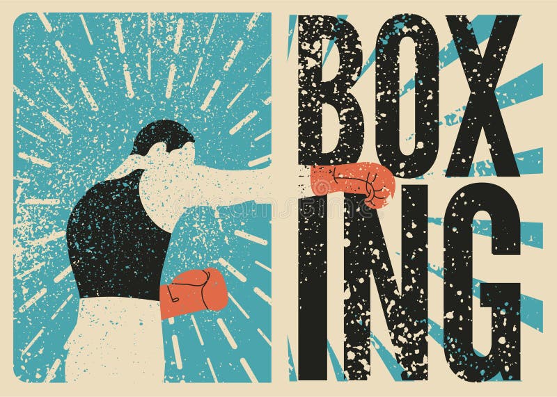 Boxing Typographical Vintage Grunge Style Poster Design with Boxer ...