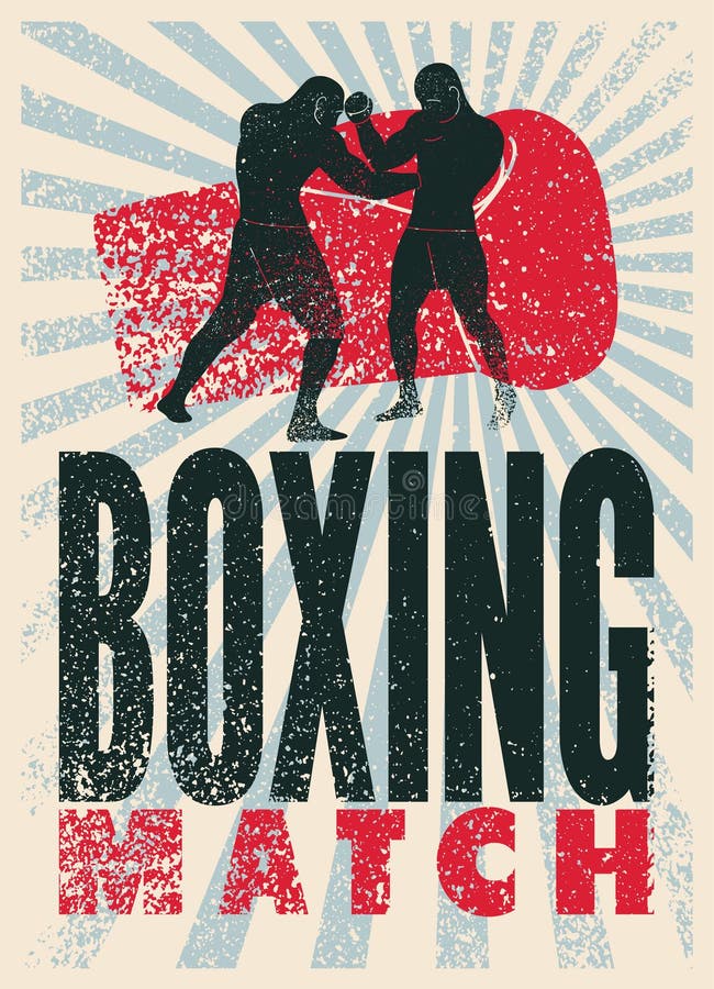 Boxing Match Typographical Vintage Grunge Style Poster Design with Two ...