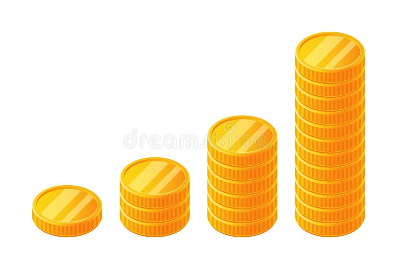 Stack of Golden Cartoon Coins. Isometric Cartoon Vector Illustration ...