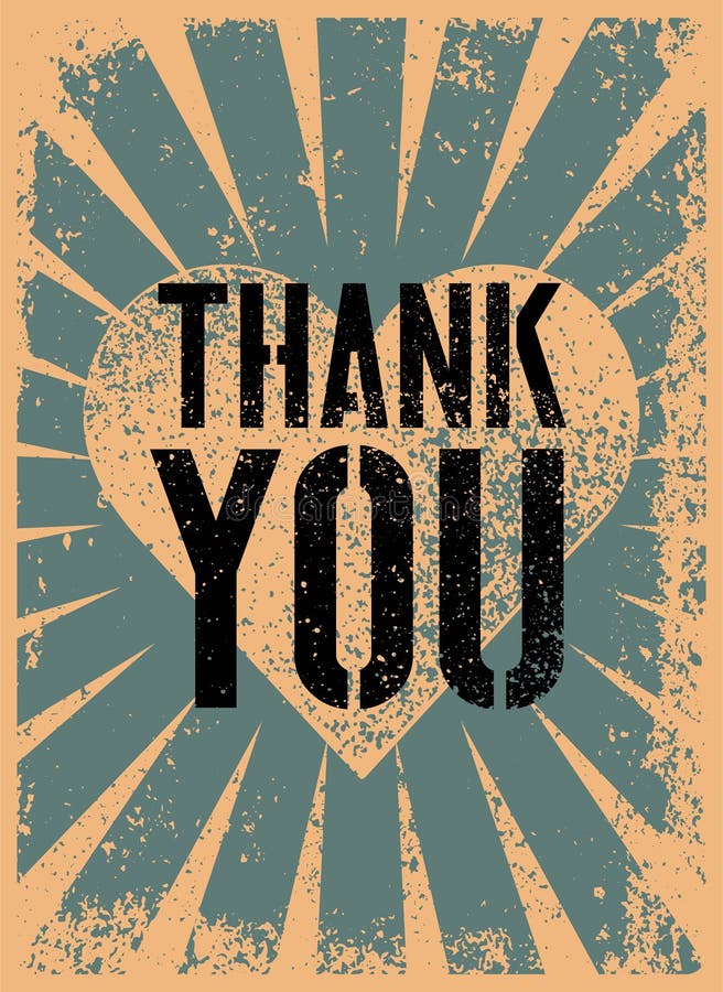 Thank You Typographical Grunge Stencil Style Card or Poster Design with ...