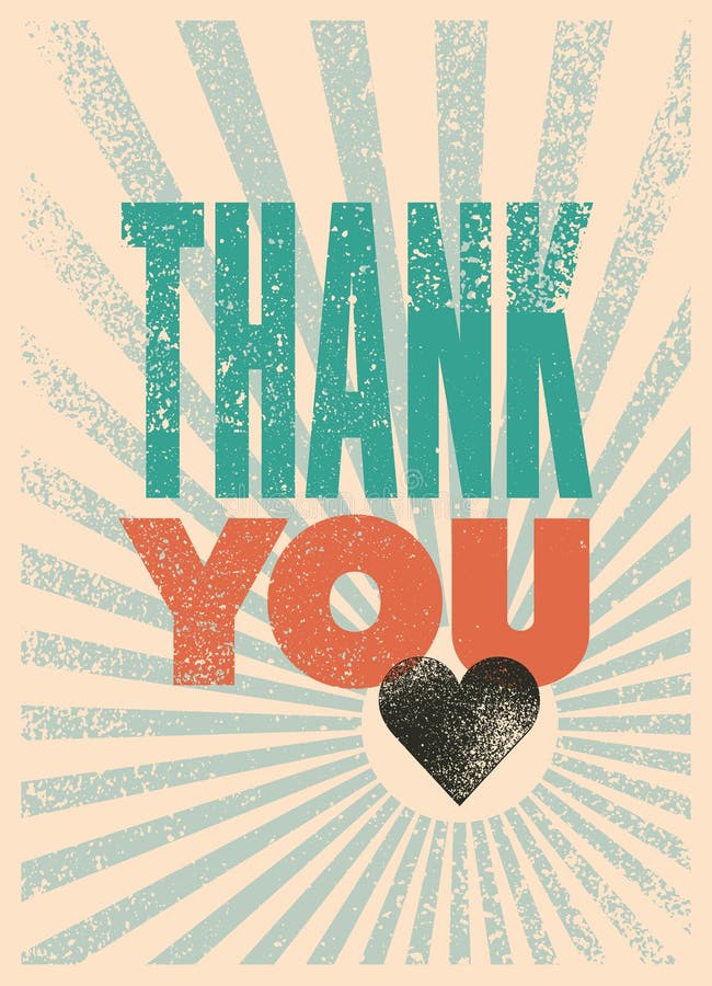 Thank You Typographical Grunge Vintage Style Card or Poster Design with ...