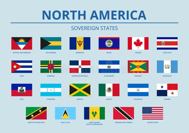 Set of North America Countries Flags Stock Vector - Illustration of ...