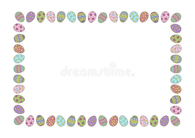 Rectangular Frame with Painted Easter Eggs. Stock Vector - Illustration ...