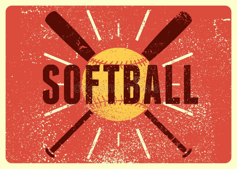 Softball Typographical Vintage Grunge Style Poster Design. Retro Vector ...
