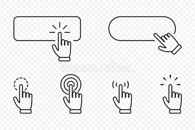 Click Cursor Pointer Icon Set with Blank Button. Website Banners and ...