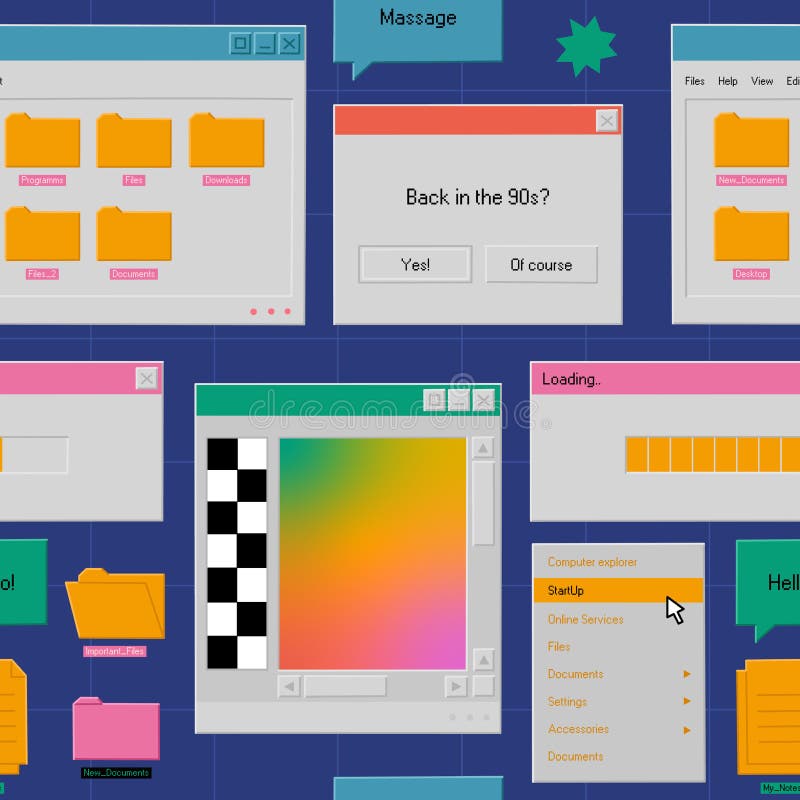 Set of Retro User Interface Elements. Old Computer 90s Concept Stock ...