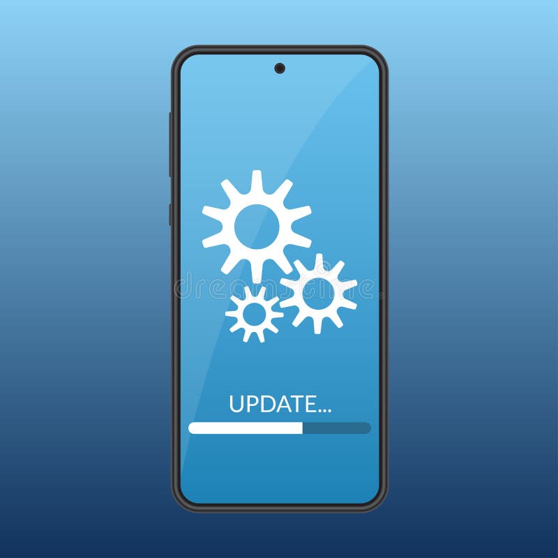 Smartphone Update Process. Mobile Phone with Progress Bar on the Screen ...