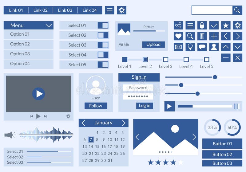 Ui Kit Design for App, Web and Mobile. Website Interface Template with ...
