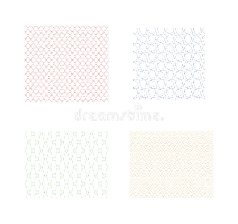 Set of Simple Guilloche Seamless Patterns Stock Vector - Illustration ...