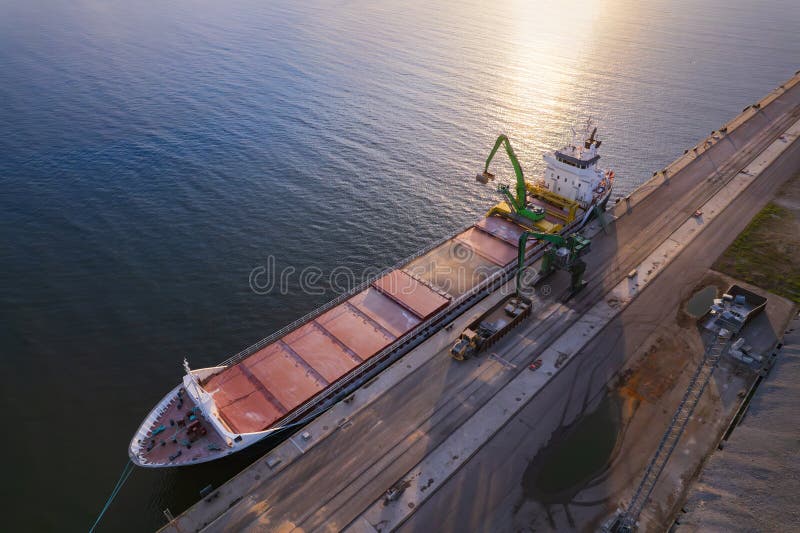 Ð¡argo Ship is Loaded with Sand at the Port Stock Photo - Image of ...
